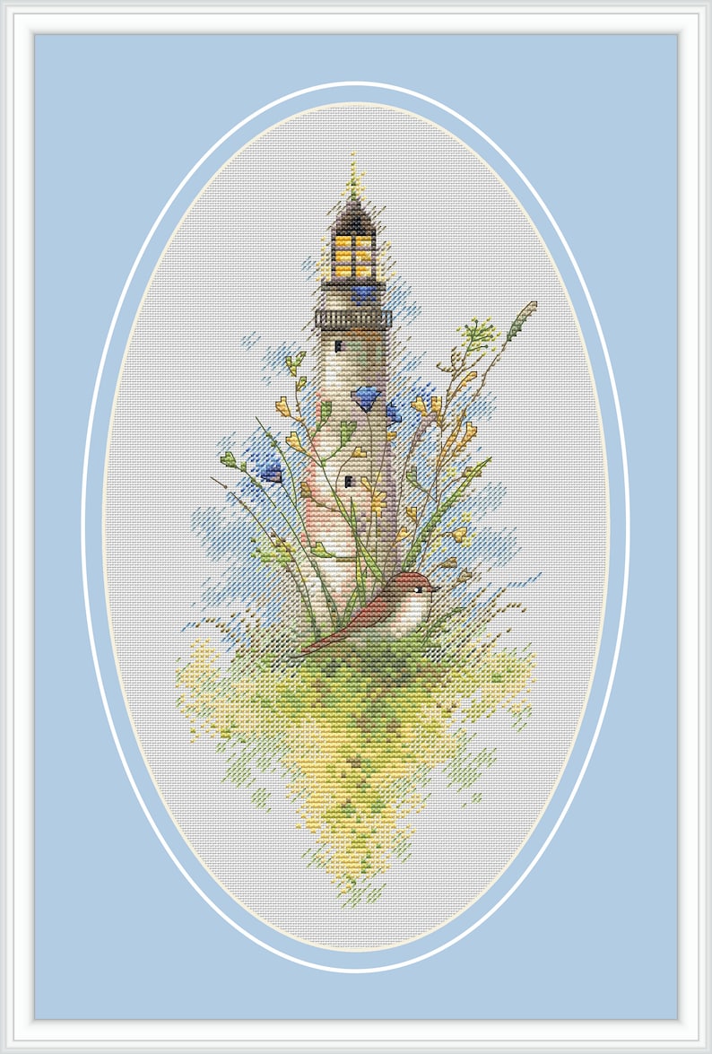 Lighthouse Cross Stitch Pattern Flowers Cross Stitch Chart Hand ...