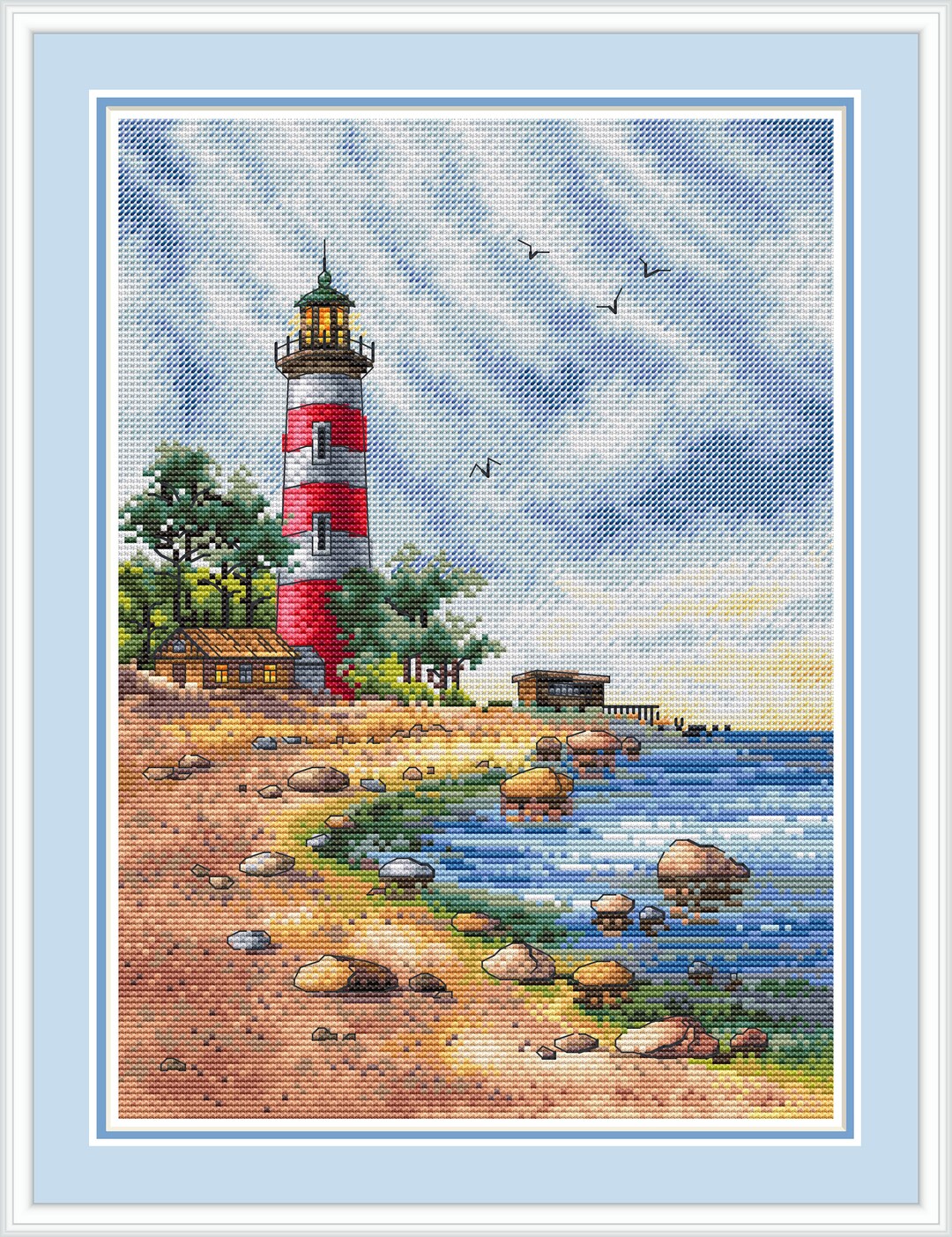Lighthouse Cross Stitch Pattern Hand Embroidery Sea Cross Stitch Chart ...