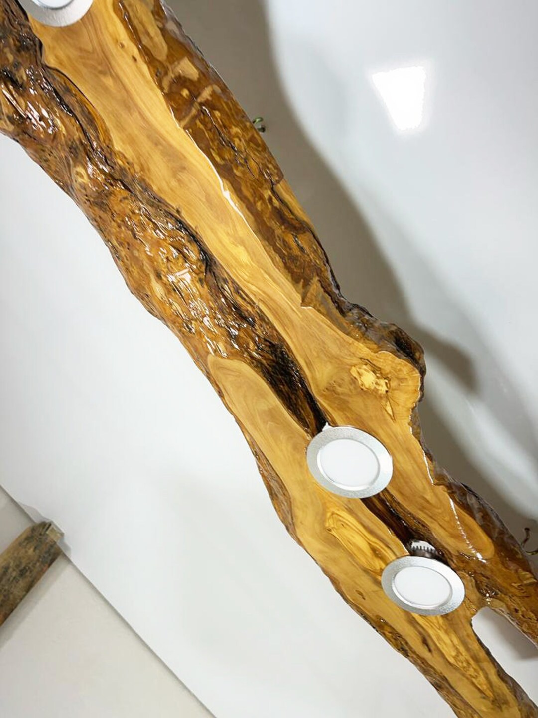 Live Edge Chandelier Handcrafted Olive Wood Rustic Farmhouse Charm ...