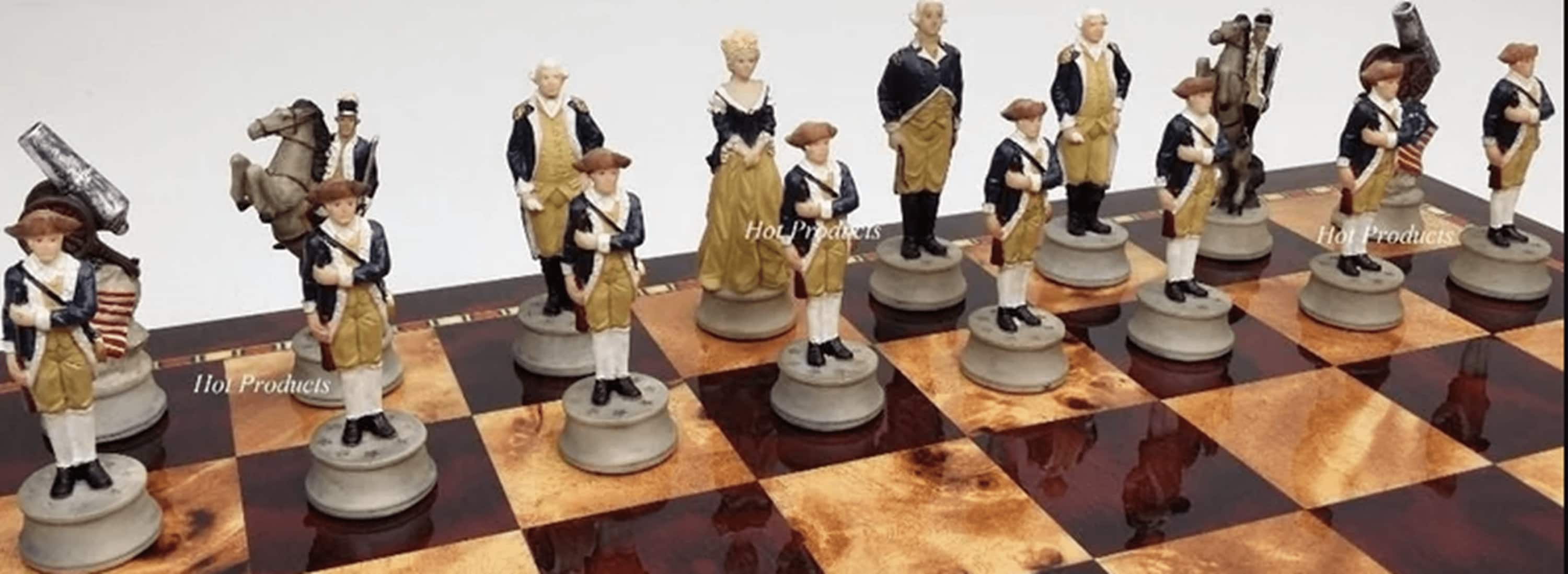 US REVOLUTIONARY WAR Chess Set W 18, Chess Gift, Chess Board - Etsy