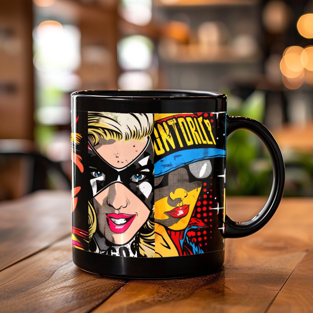 Comic Mug, Fictional Heroes in Comic Book Style, Graphic Novel, Gift ...
