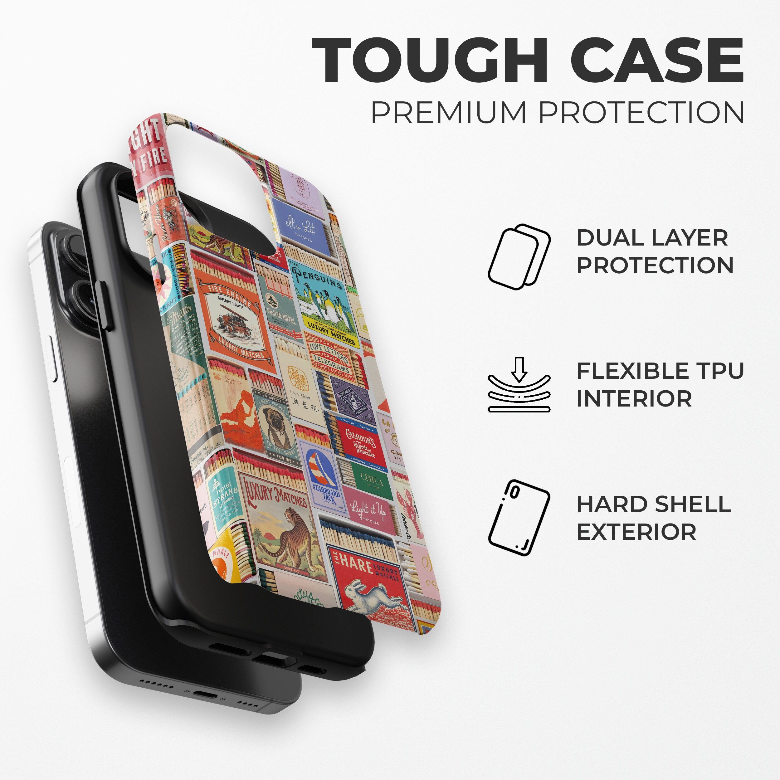 VINTAGE RETRO MATCHBOX Collage Phone Case iPhone 15 14 13 12 Pro Max ...
