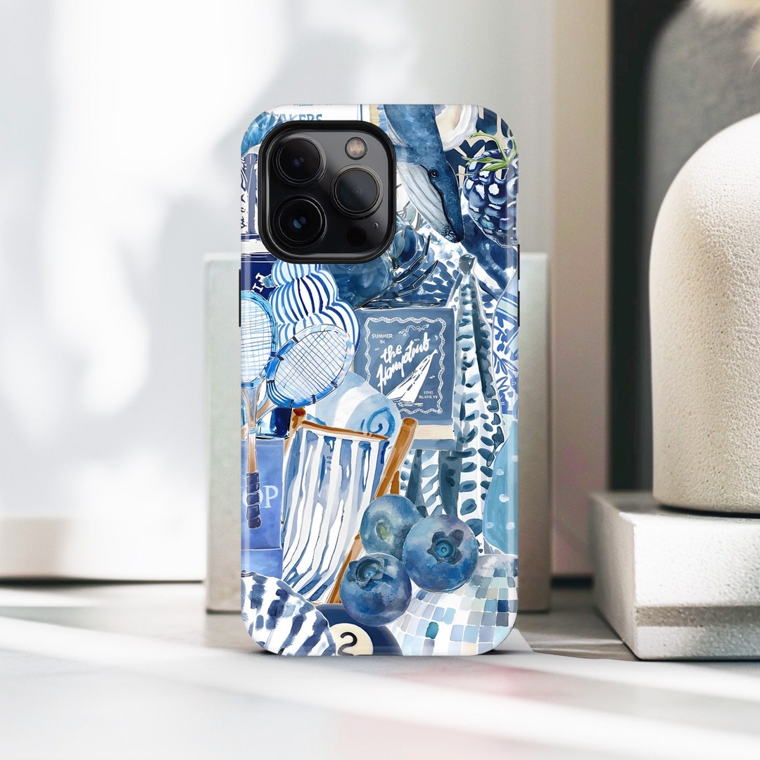 COQUETTE BLUE PREPPY Collage Phone Case, Cute Blueberry Case for iPhone ...