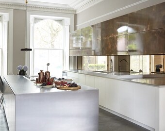 Rusted Antique Mirror Toughened Glass Splashback - Etsy UK