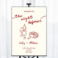Rehearsal Dinner Sign for the Night Before, Hand Drawn Wedding ...