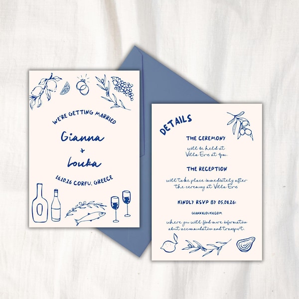 Greek Wedding Invitation - Etsy