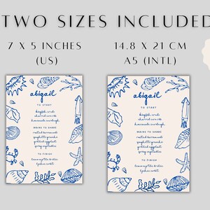 Personalised Menu Template | Hand Drawn | Ocean Sea Beach Seaside ...