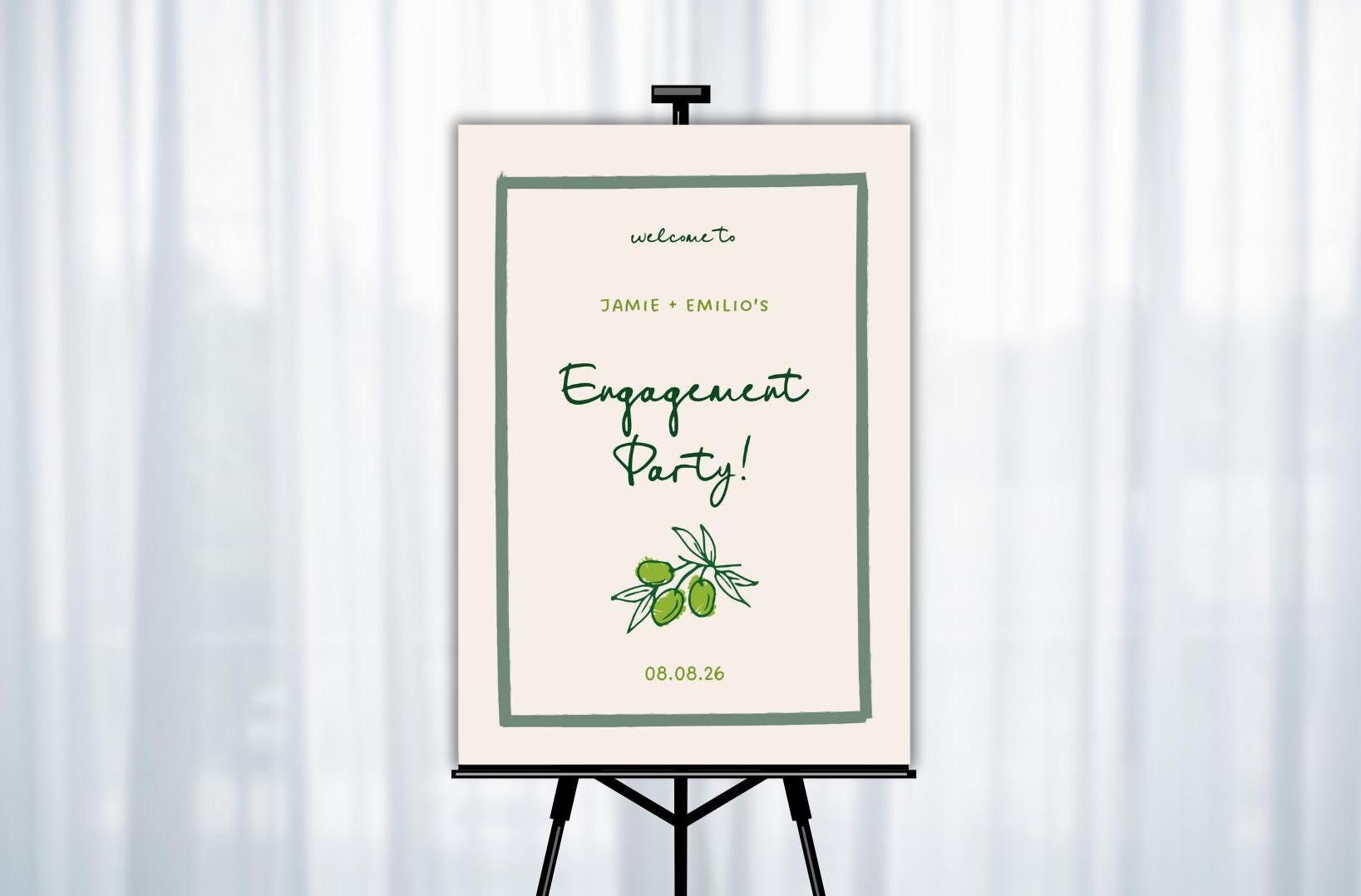 ENGAGEMENT PARTY WELCOME Sign Template | Hand Drawn Olives Olive ...