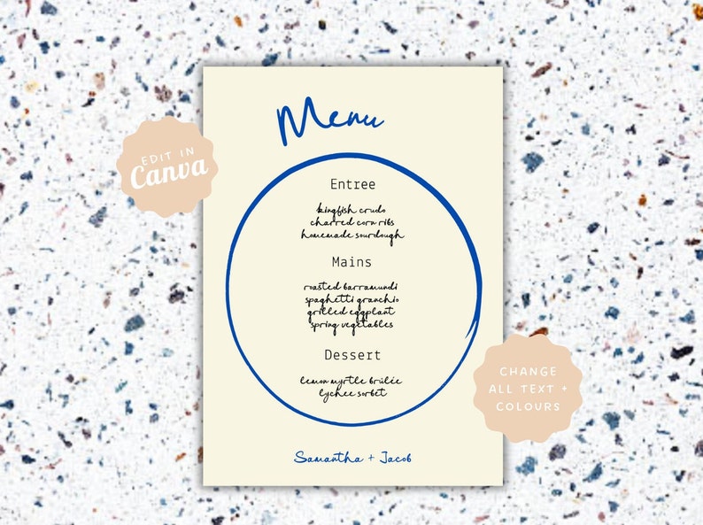 Fun Menu Template, Funky Circle Border, Handwriting Font, Minimalist ...