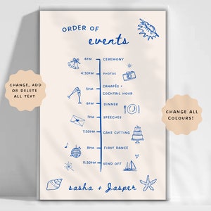 Order of Events Template Sign Hand Drawn Ocean Beach Water Sea Coastal ...