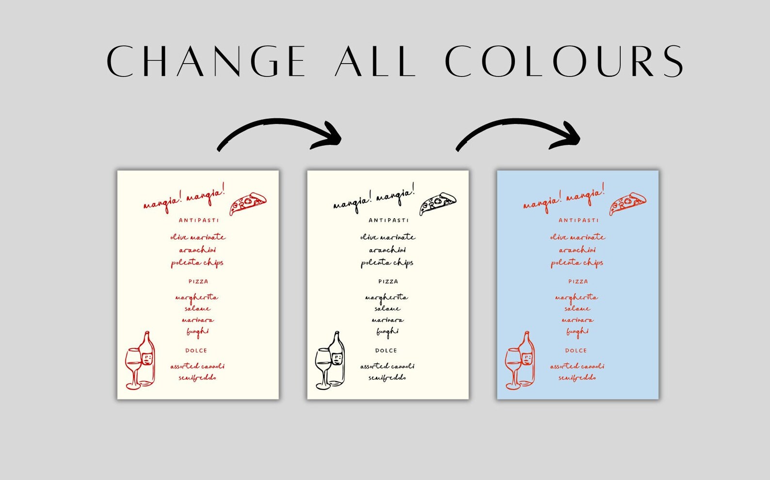 Menu + Place Card Template | Pizza Party Menu | Handwriting Font Hand ...