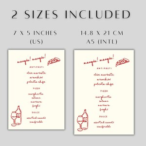 Menu + Place Card Template | Pizza Party Menu | Handwriting Font Hand ...