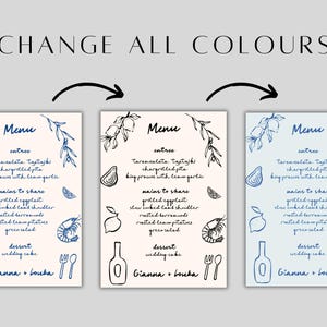 Greek Wedding Menu Template | Hand Drawn Olive Branches, Mediterranean ...