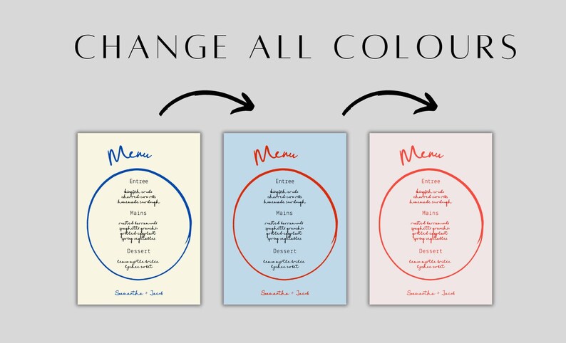 Fun Menu Template, Funky Circle Border, Handwriting Font, Minimalist ...