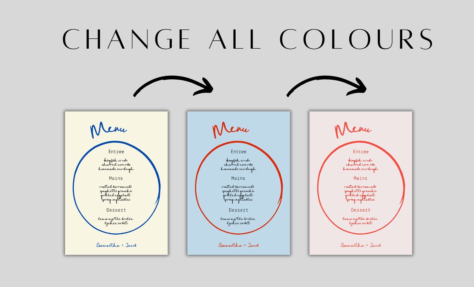 Fun Menu Template, Funky Circle Border, Handwriting Font, Minimalist ...