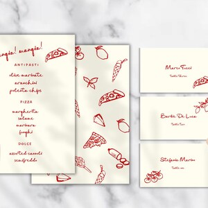 Menu + Place Card Template | Pizza Party Menu | Handwriting Font Hand ...