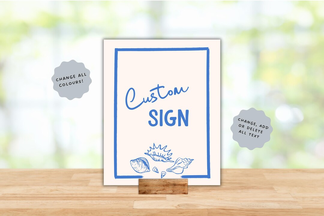 Nautical CUSTOM EVENT SIGN Template | Beach Seaside Ocean Coastal ...