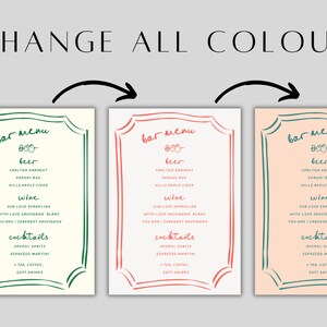 DRINKS BAR SIGN Menu Template | Funky Hand Drawn Border Drinks Menu ...