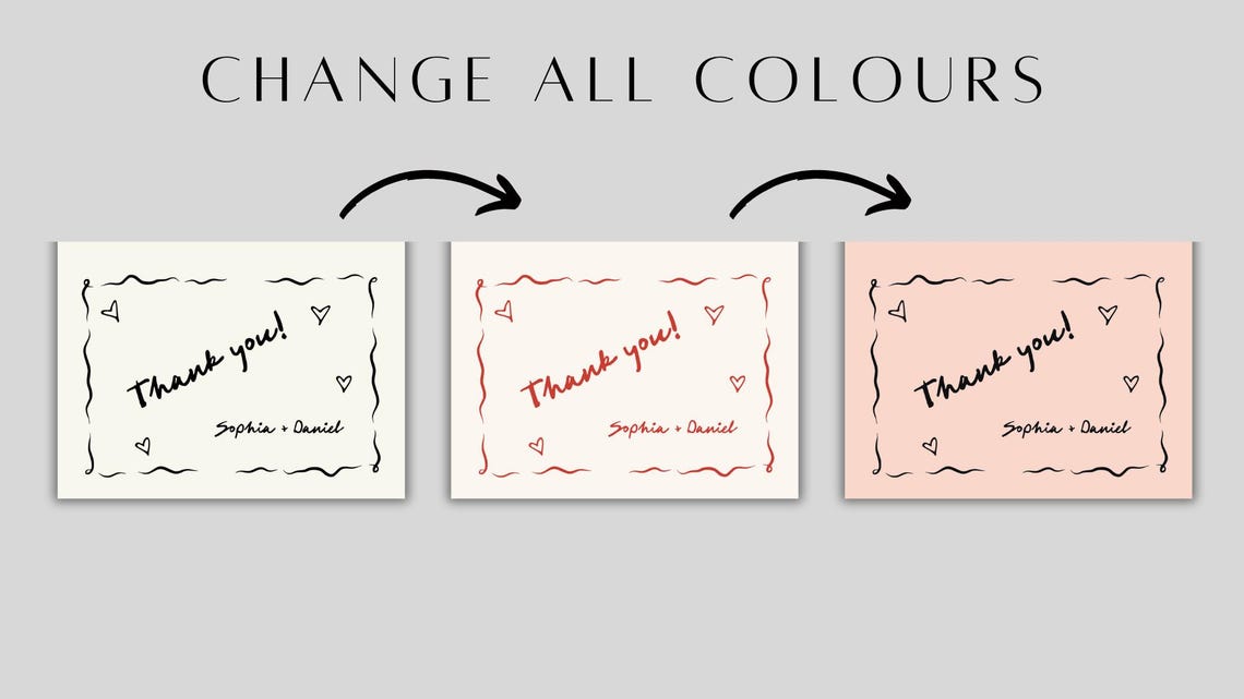 THANK YOU CARD Template | Wedding Thank You Note | Event Thank You Note ...