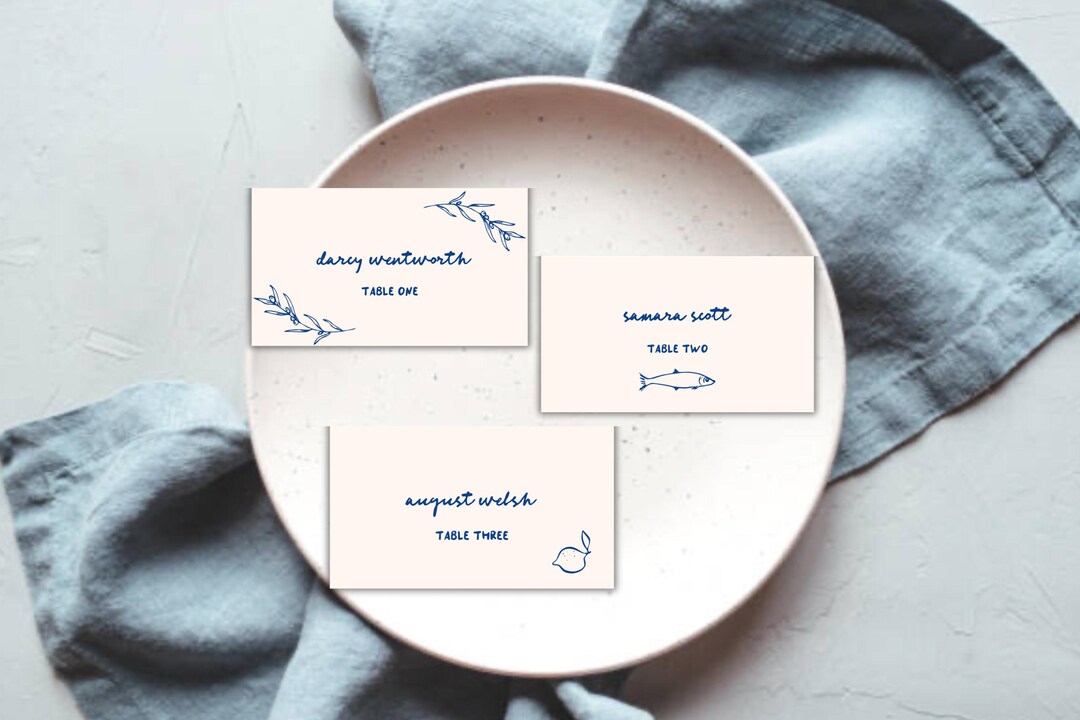 Place Card Template Wedding Individual Place Cards Table Setting ...