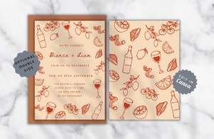 Hand-drawn Digital Party Invitation Template Pizza Party Theme Red ...