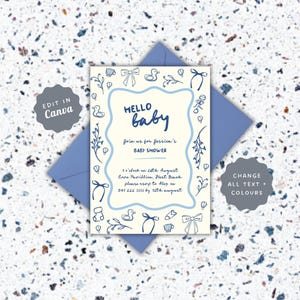 BABY SHOWER INVITATION Template | Blue Baby Shower Invite | Boy Girl ...