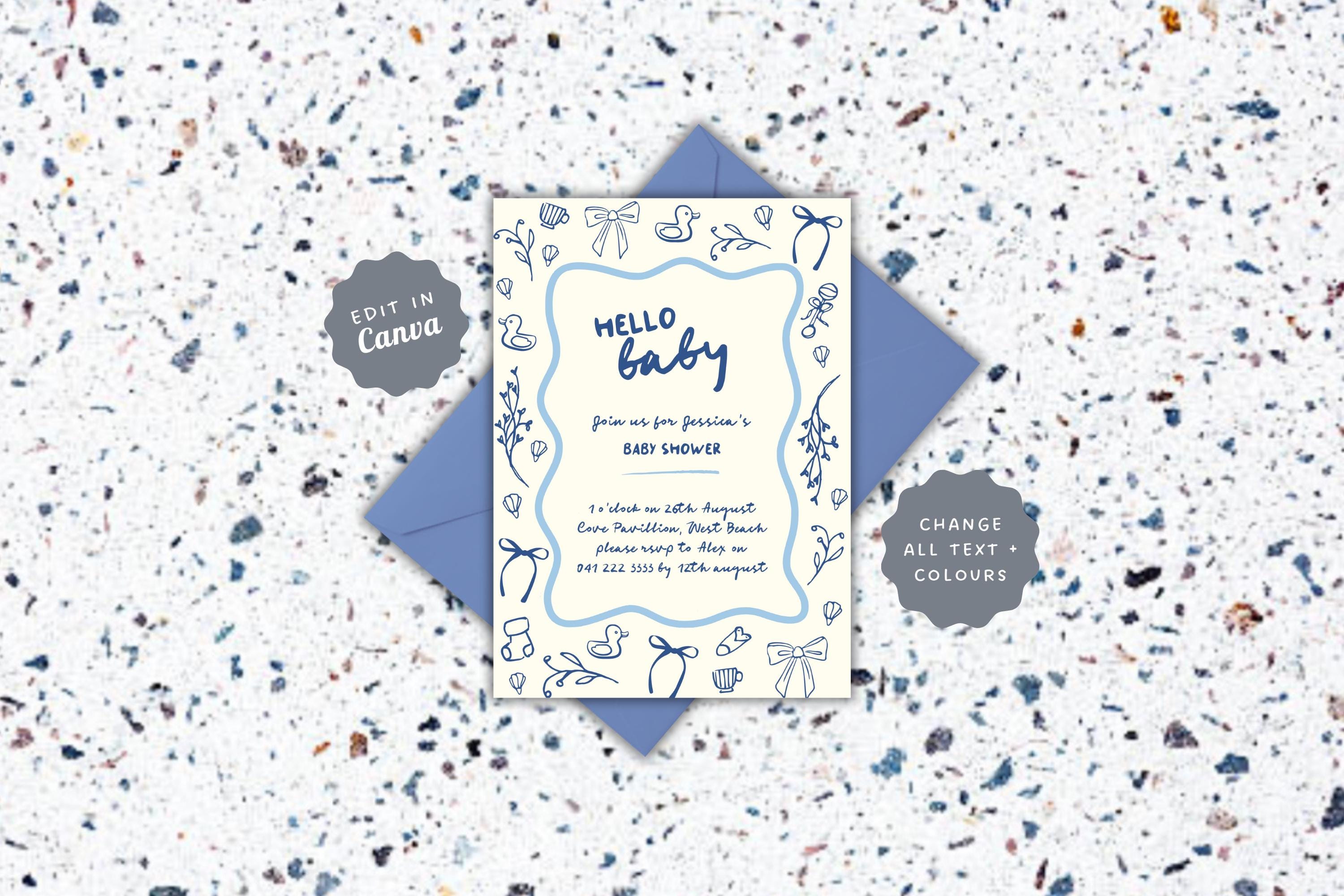BABY SHOWER INVITATION Template | Blue Baby Shower Invite | Boy Girl ...