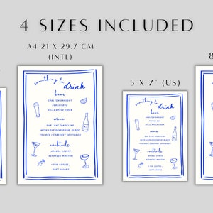 DRINKS BAR SIGN Template | Hand Drawn Border, Wine, Cocktail and Beer ...