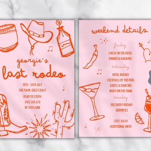LAST RODEO HENS Party Invite Bachelorette Weekend Invitation Girls ...