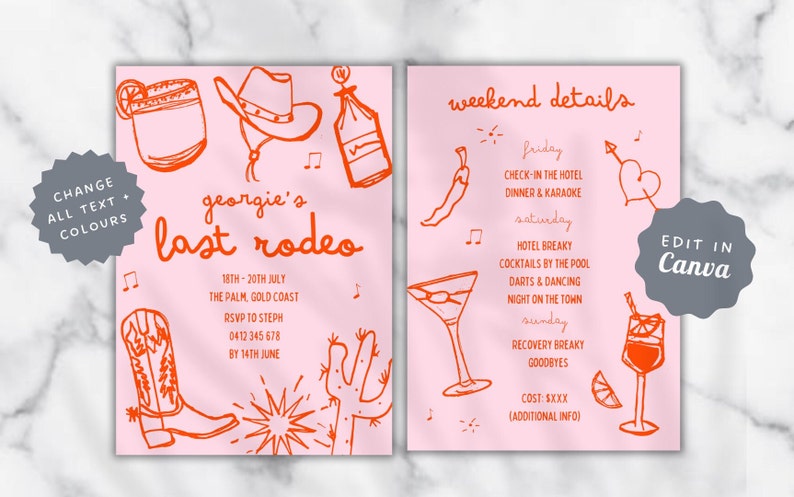 LAST RODEO HENS Party Invite Bachelorette Weekend Invitation Girls ...