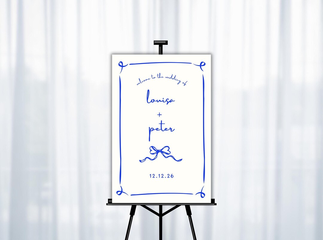 WEDDING WELCOME SIGN Template | Hand Drawn Whimsical Border Formal ...