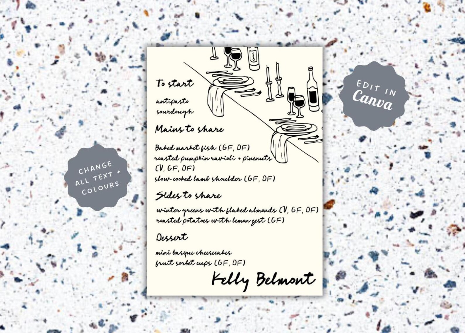 Personalised Menu Template | Wedding Menu Rehearsal Dinner Menu ...