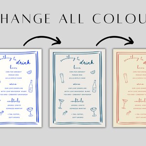 DRINKS BAR SIGN Template | Hand Drawn Border, Wine, Cocktail and Beer ...