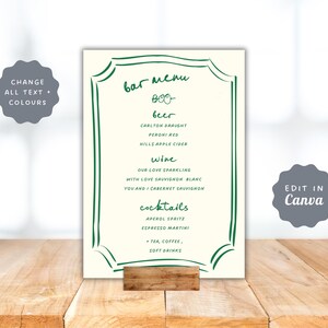 DRINKS BAR SIGN Menu Template | Funky Hand Drawn Border Drinks Menu ...
