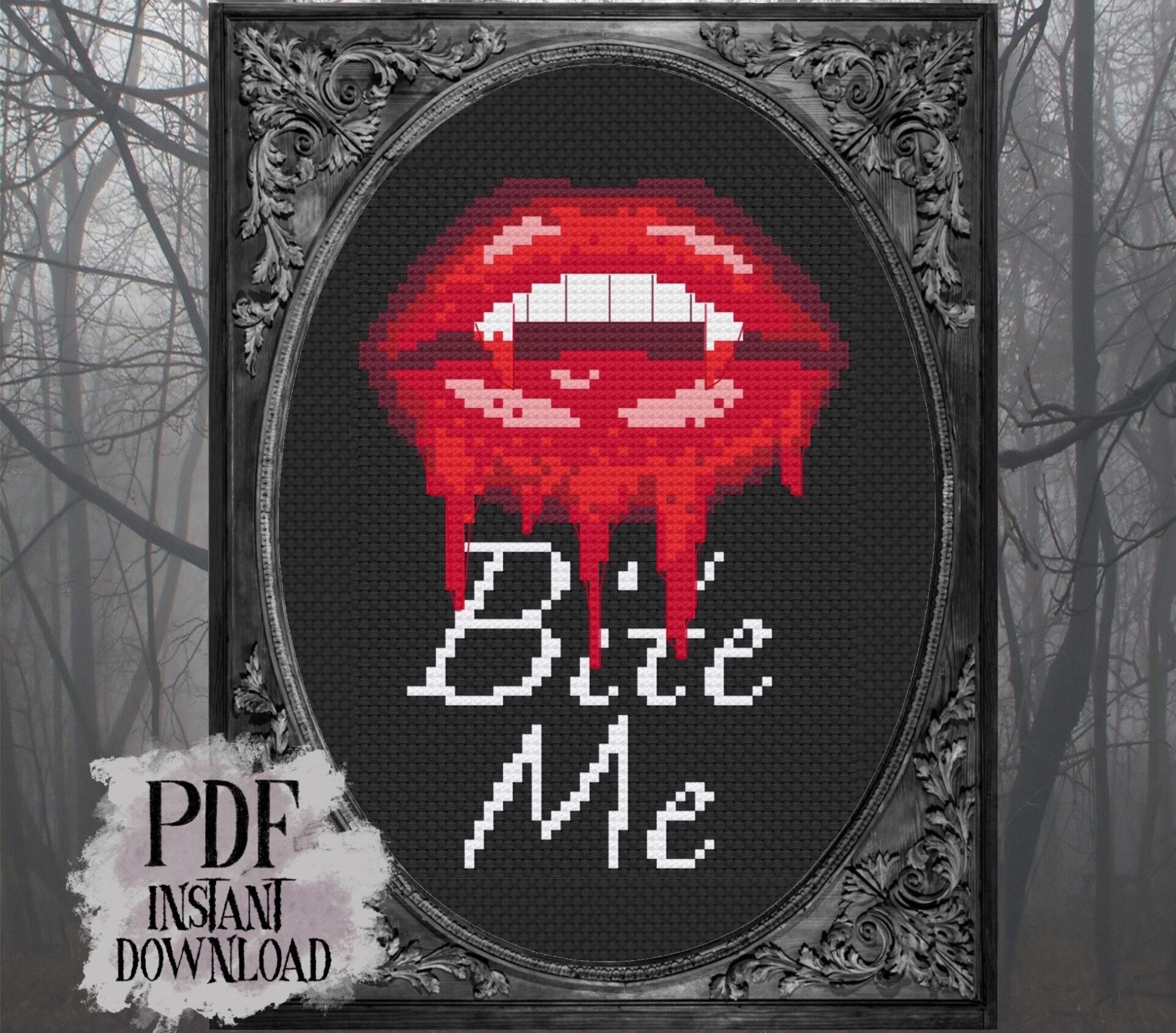 Bite Me Cross Stitch Pattern, PDF, Crochet, Needlepoint, Embroidery - Etsy