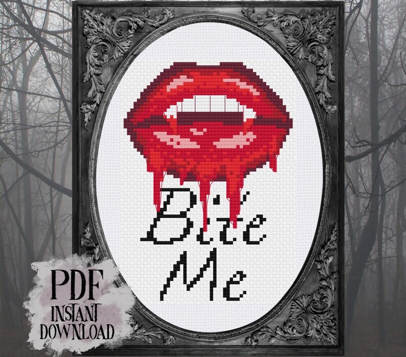 Bite Me Cross Stitch Pattern, PDF, Crochet, Needlepoint, Embroidery - Etsy