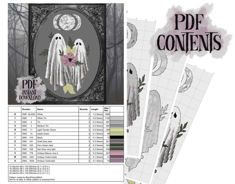Ghosts Cross Stitch Pattern, PDF, Crochet, Needlepoint, Embroidery - Etsy
