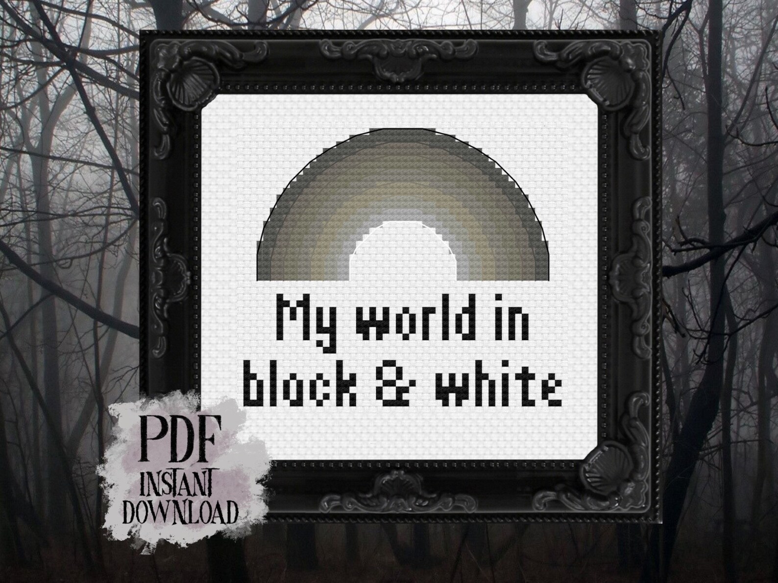 Goth Rainbow Cross Stitch Pattern, PDF, Crochet, Needlepoint ...