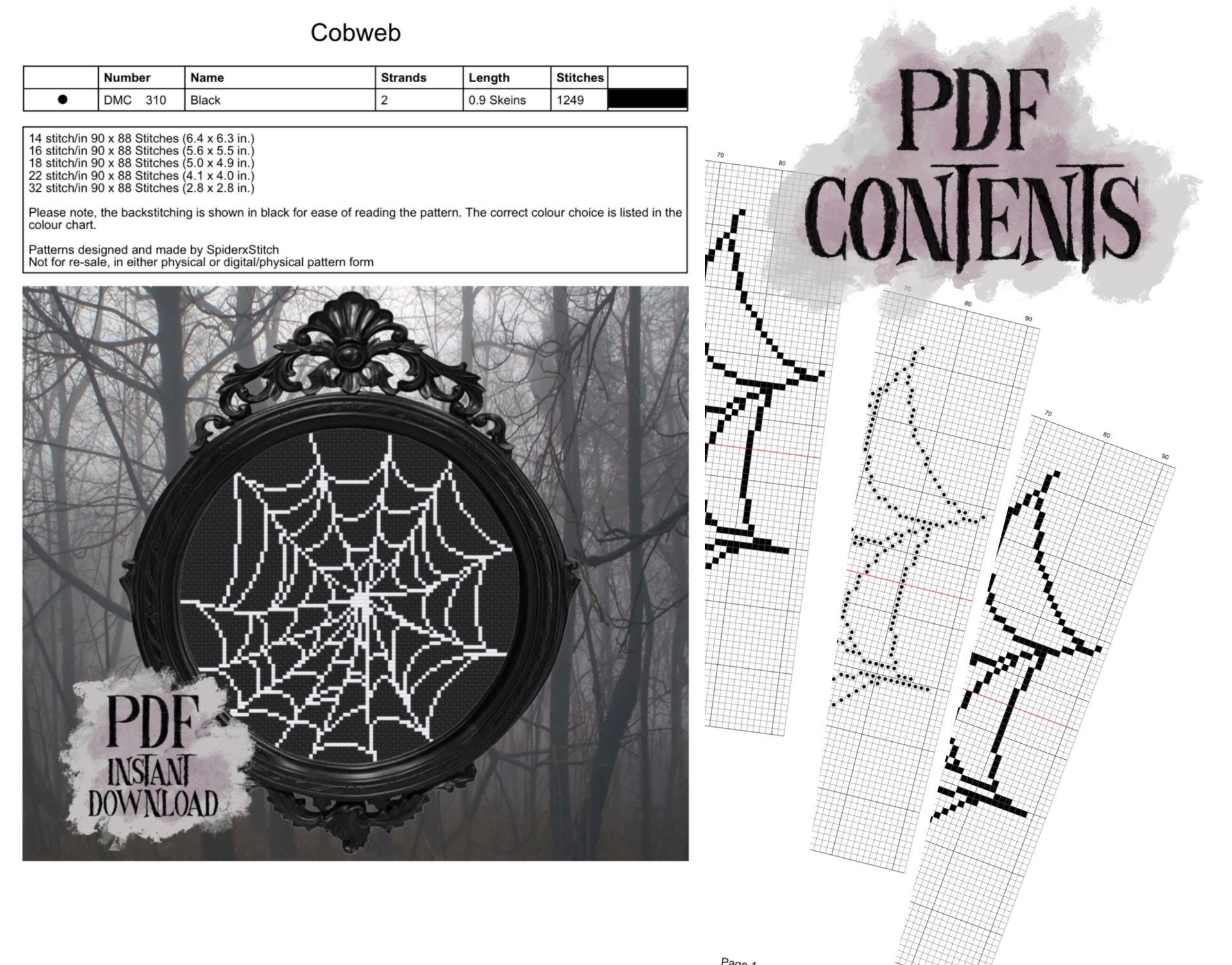 Cobweb Cross Stitch Pattern, PDF, Crochet, Needlepoint, Embroidery - Etsy