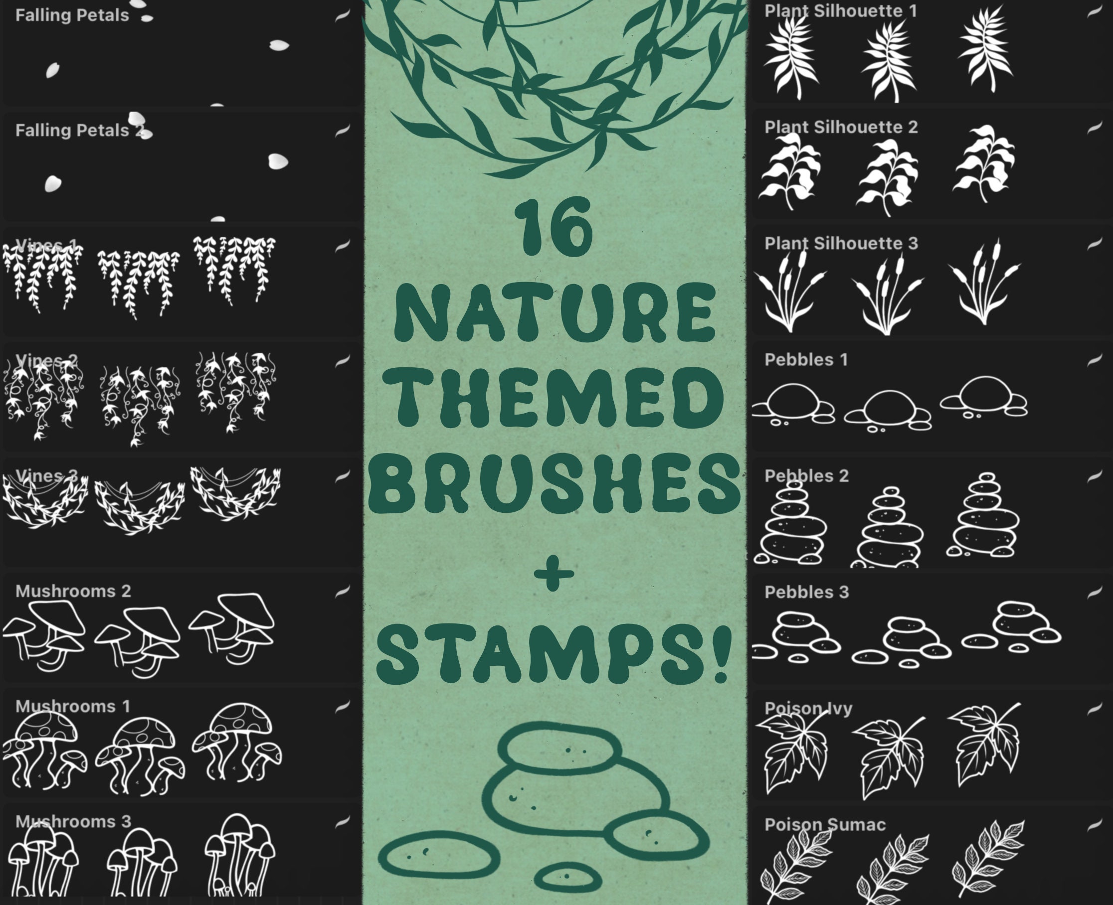 Nature Brushes + Stamps for Procreate! | Botanical Procreate Brushes ...
