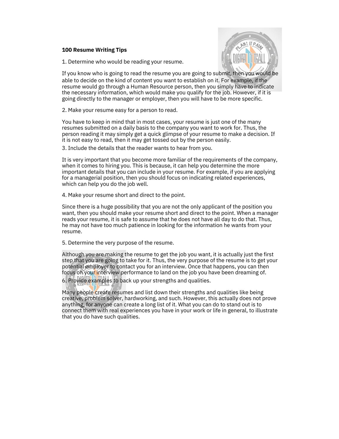 Professional Resume Cover Letter Template Plus 101 Resume Tips Easy-to ...