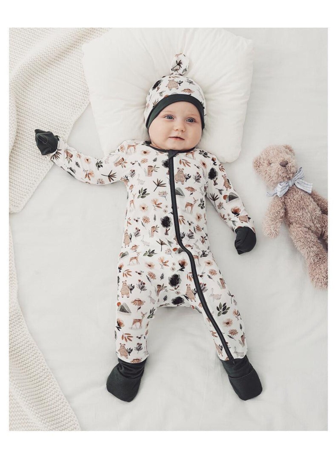 Bamboo Baby Clothes Forest Zippy Footed Romperoddlernew Born Size to ...