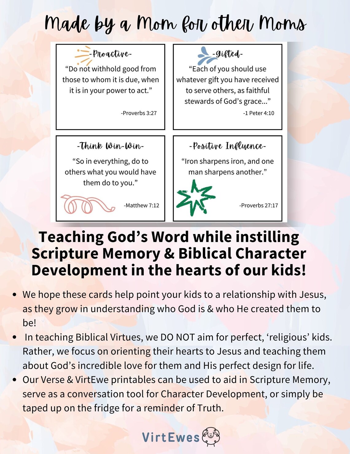 Scripture Memory Cards for Kids / Character Development / Verse ...