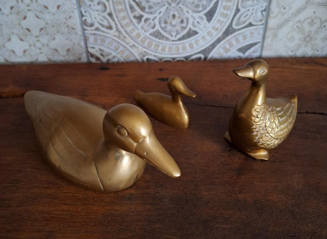 Vintage Brass Duck Figurine Large Brass Duck Figurine Small Brass Duck ...