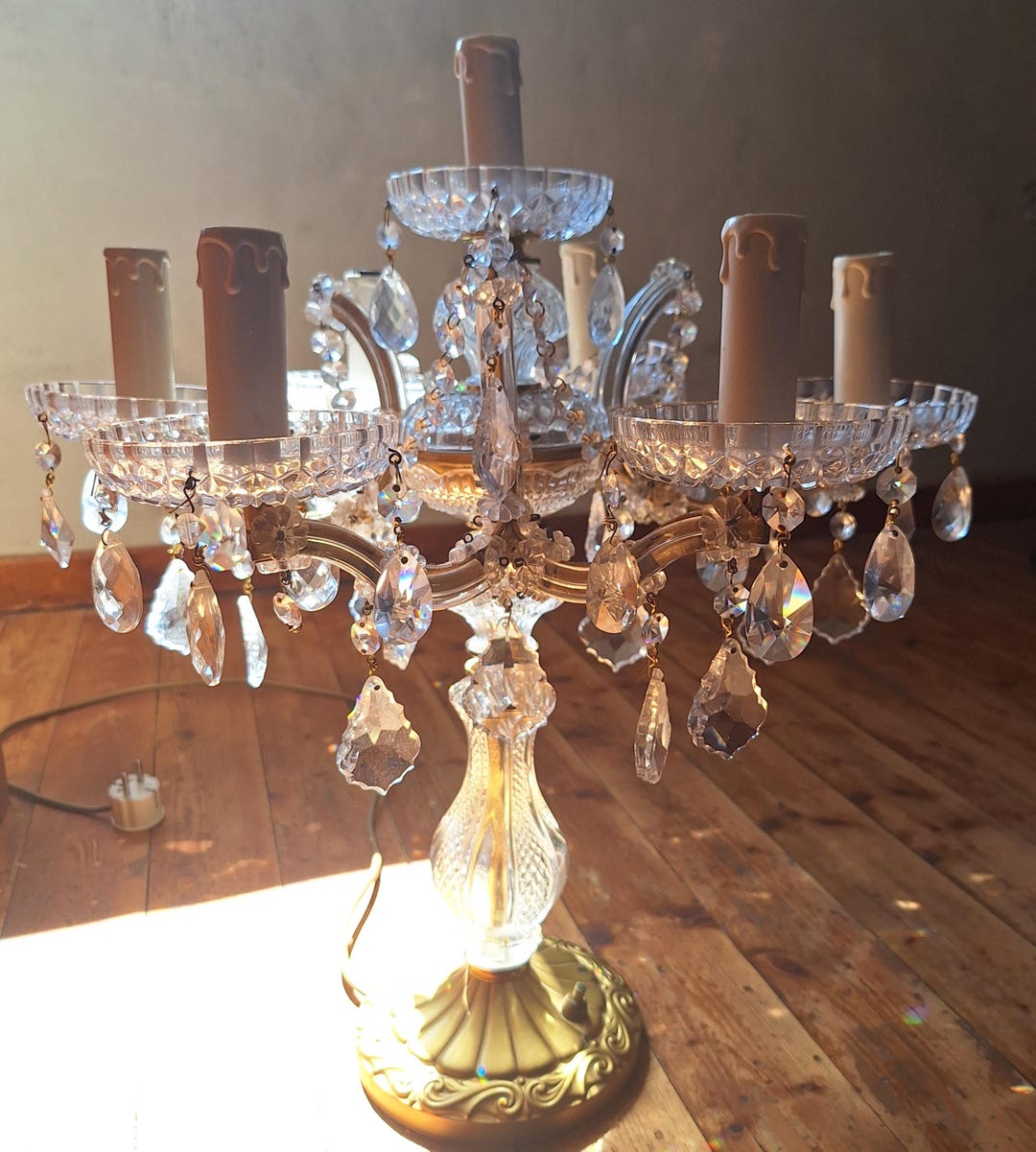 Large, Magnificent Maria Theresia Crystal Table Lamp - Vintage Crystal ...