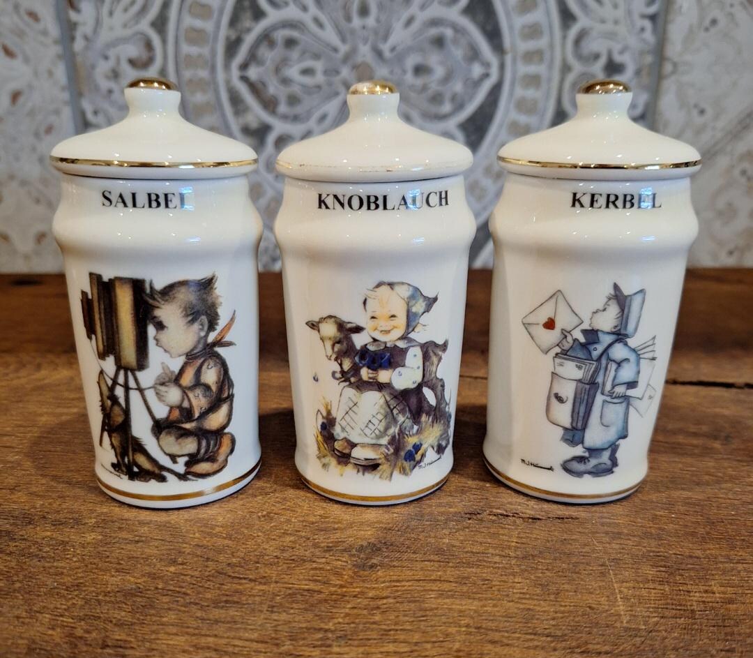 Set of 3 Vintage Hummel Goebel Spice Jars Porcelain Spice Containers ...