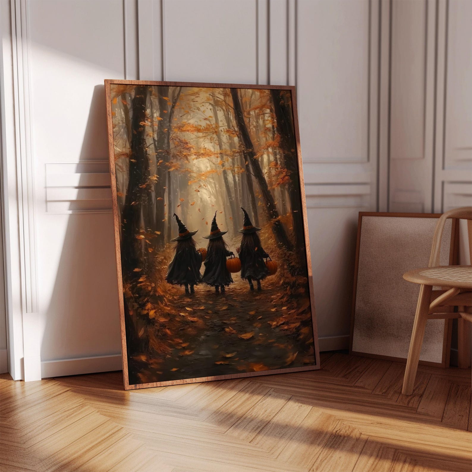 Vintage Halloween Witchy Wall Art, Fall Landscape Print, Trick or ...