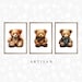 Teddy Bear Prints Set of 3, Nursery Animal Prints, Teddy Bear Print ...
