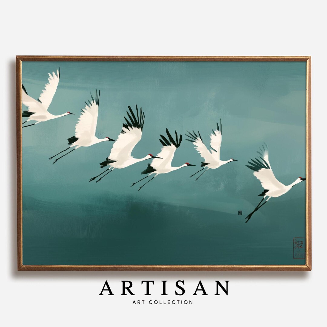 Flying Bird Prints, Wabi Sabi Wall Art, Japandi Wall Art, Japanese ...