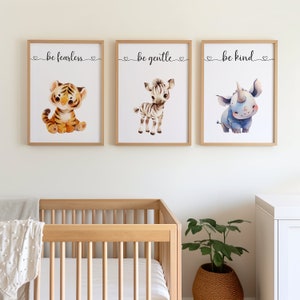 Watercolor Safari Animals Set of 6 Prints, Safari Nursery Quote Prints ...